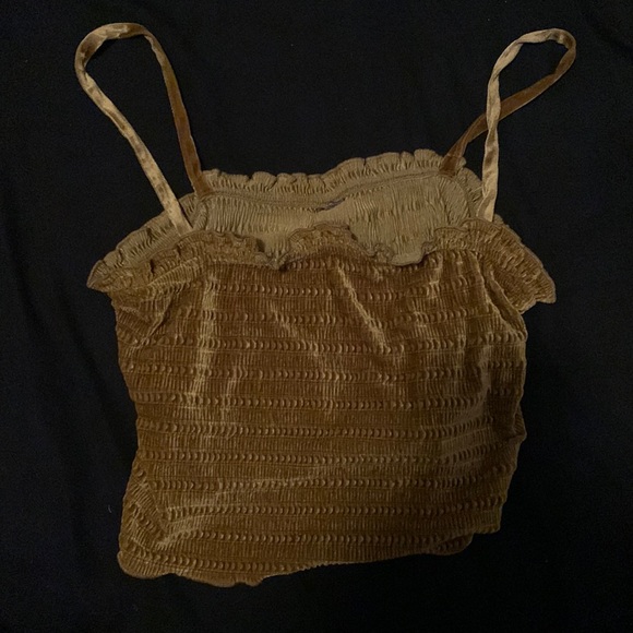 Tops | Gold Velvet Crop Top | Poshmark